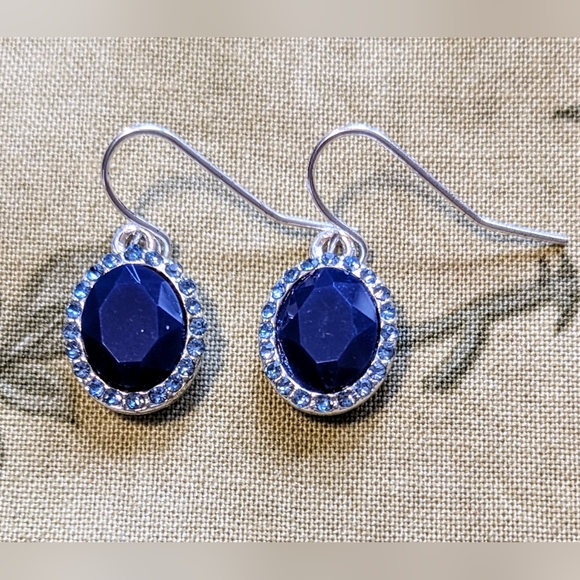 Vintage | Jewelry | Vintage Blue Rhinestone Earrings | Poshmark